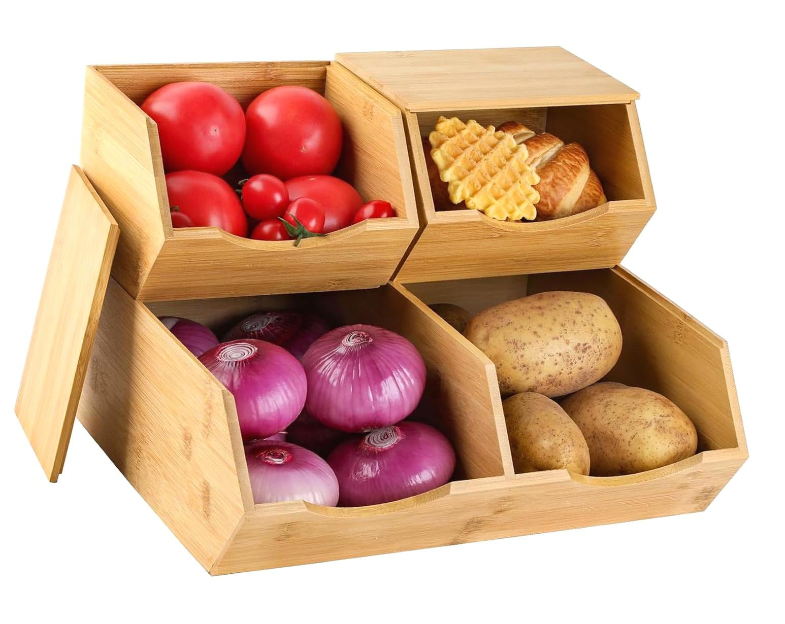 Myst Design Pantry Storage Bins with Lid - Stackable Baskets, Potato ...