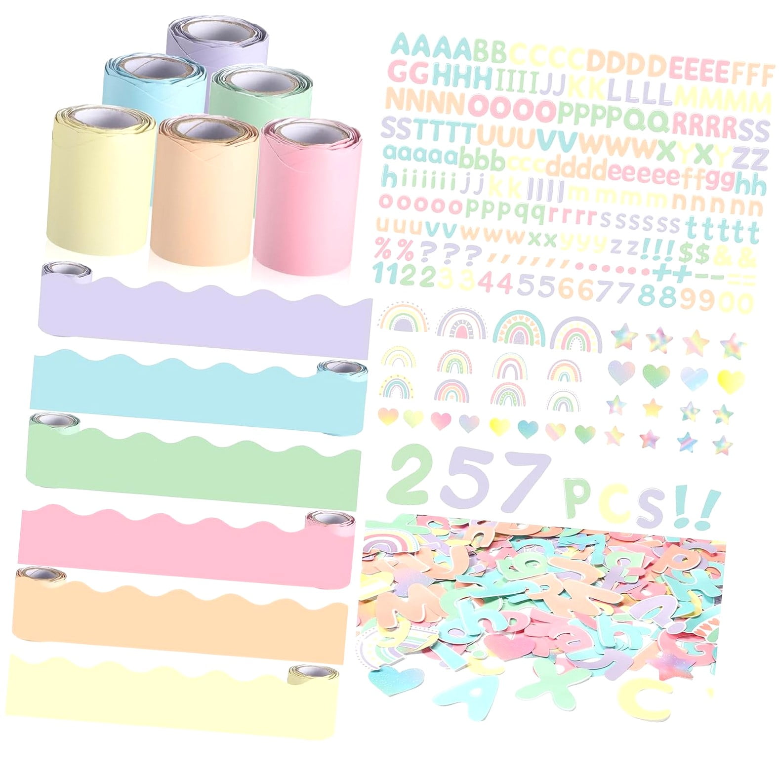 Myst Design Pastel Bulletin Decoration Set 118 ft Scalloped Bulletin ...