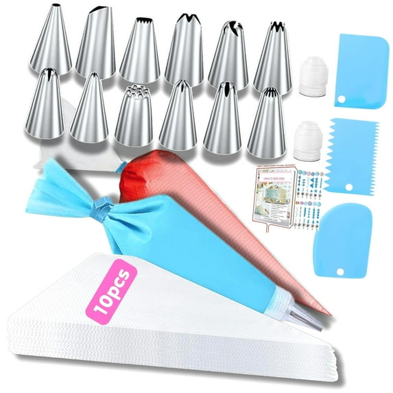 Myst Design Piping Bags and Tips Set, Cakes Supplies Kit with 27pcs 12 Inch Pastry Bags, 12 ...