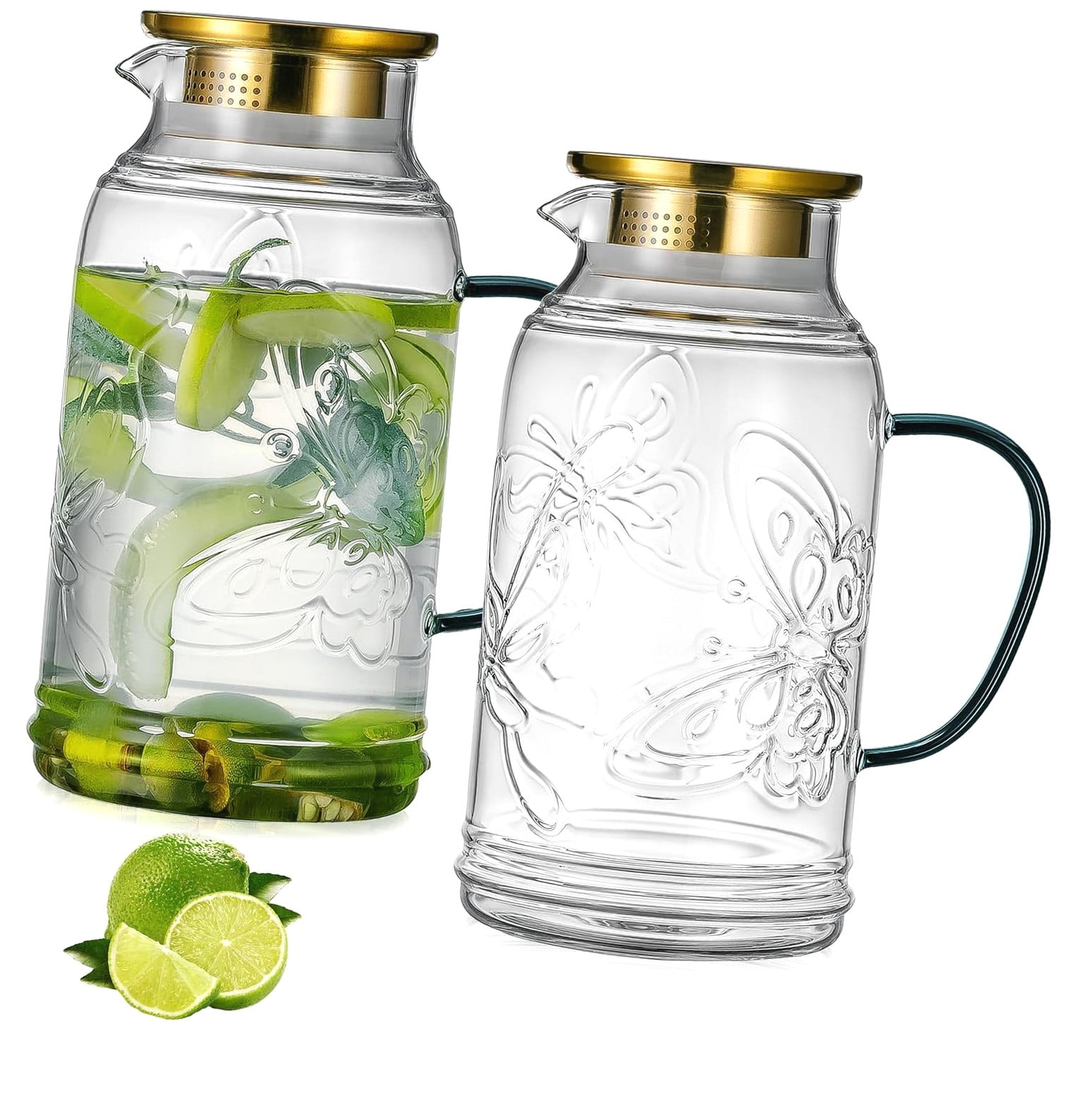 Myst Design Pitcher with Lid and Handle, 2-Pack 68 oz/2 Liter ...
