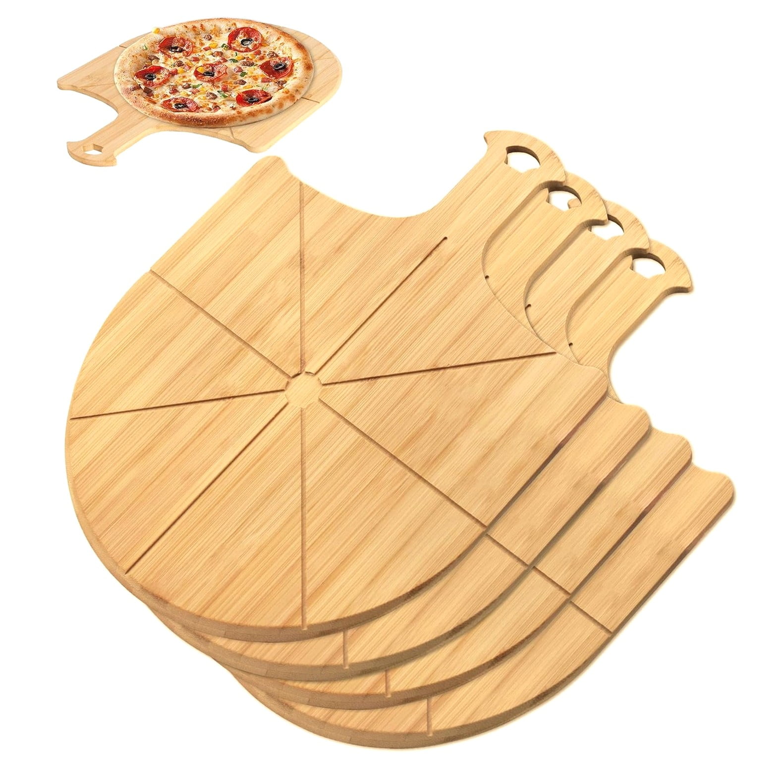 Myst Design Pizza Wooden , 4 Pack of 12 Inch Pizza Wood Non-Stick ...