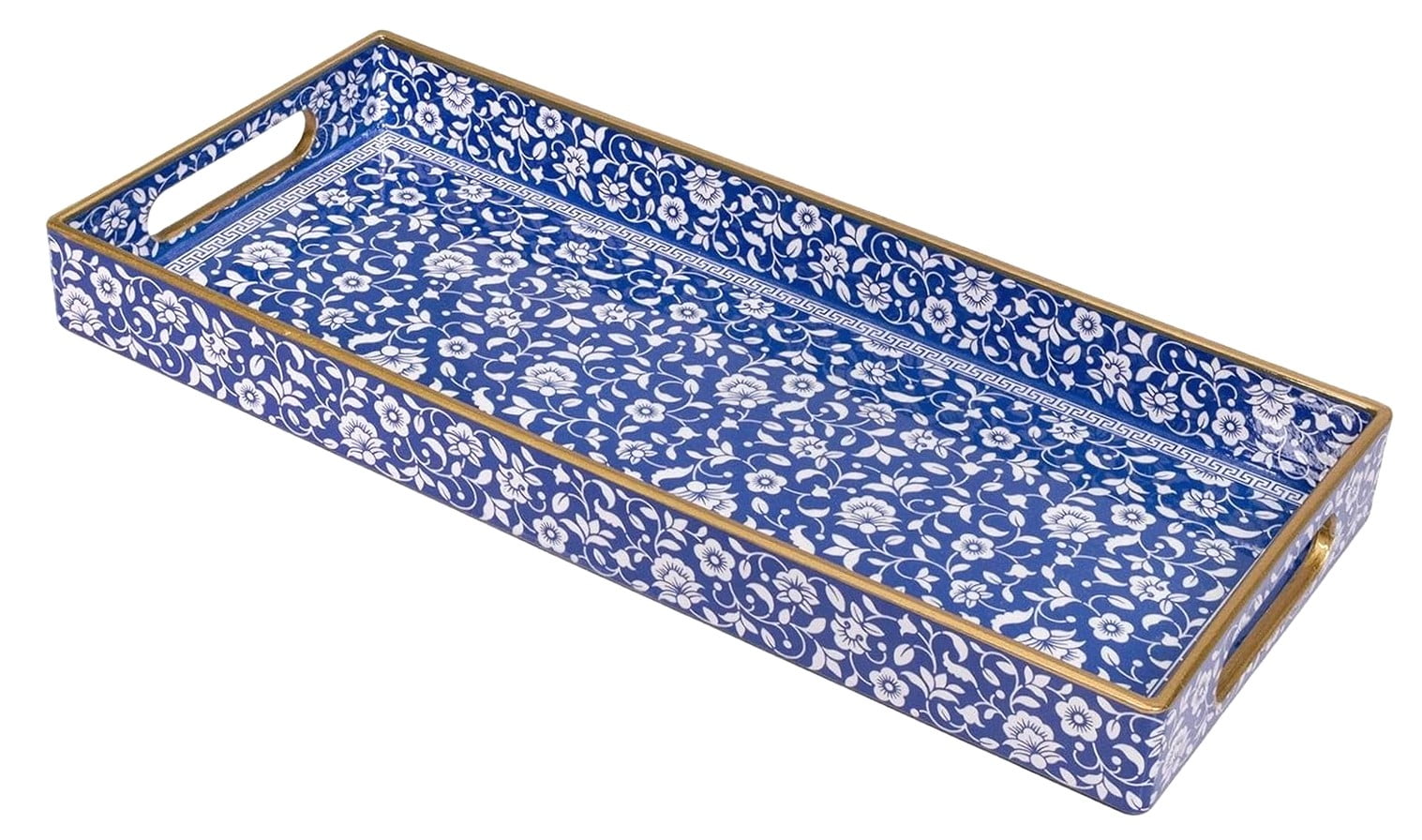 Myst Design Plastic Vanity Tray, Narrow Bathroom Tray, Blue Trays with ...