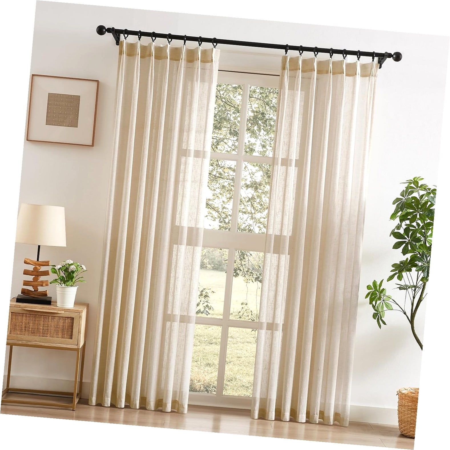 Myst Design Pleated Linen Curtains 84 Inches Long Room Creamy White ...