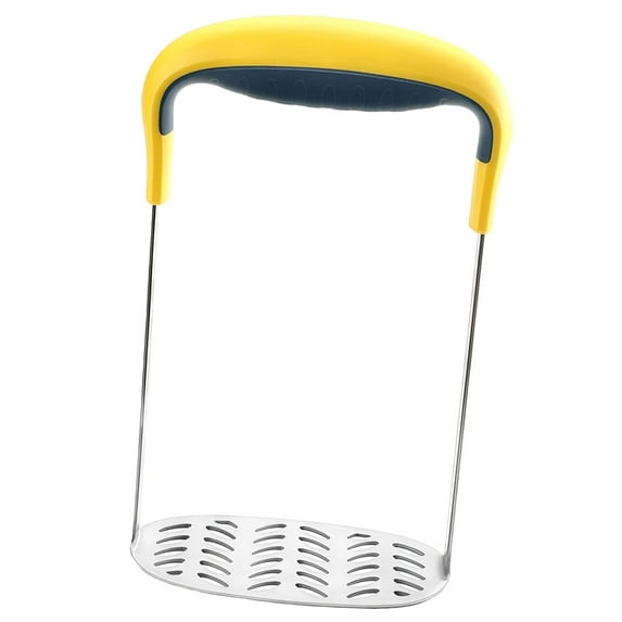 Myst Design Potato Masher, Yellow Rubber Handle Food Masher, Steel ...