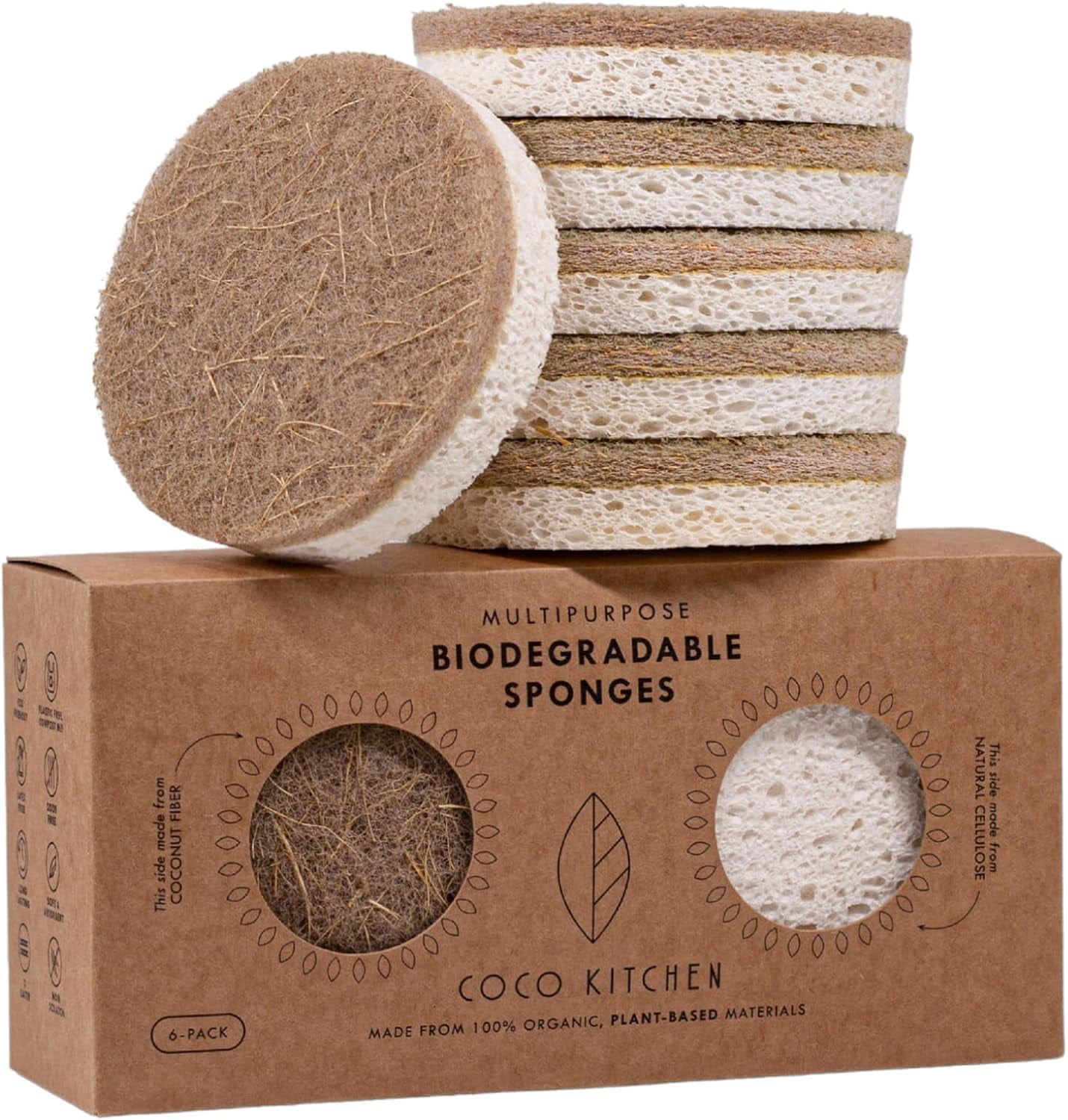 Myst Design Premium Plant-Based en Sponges 6-Pack – Natural Cellulose ...