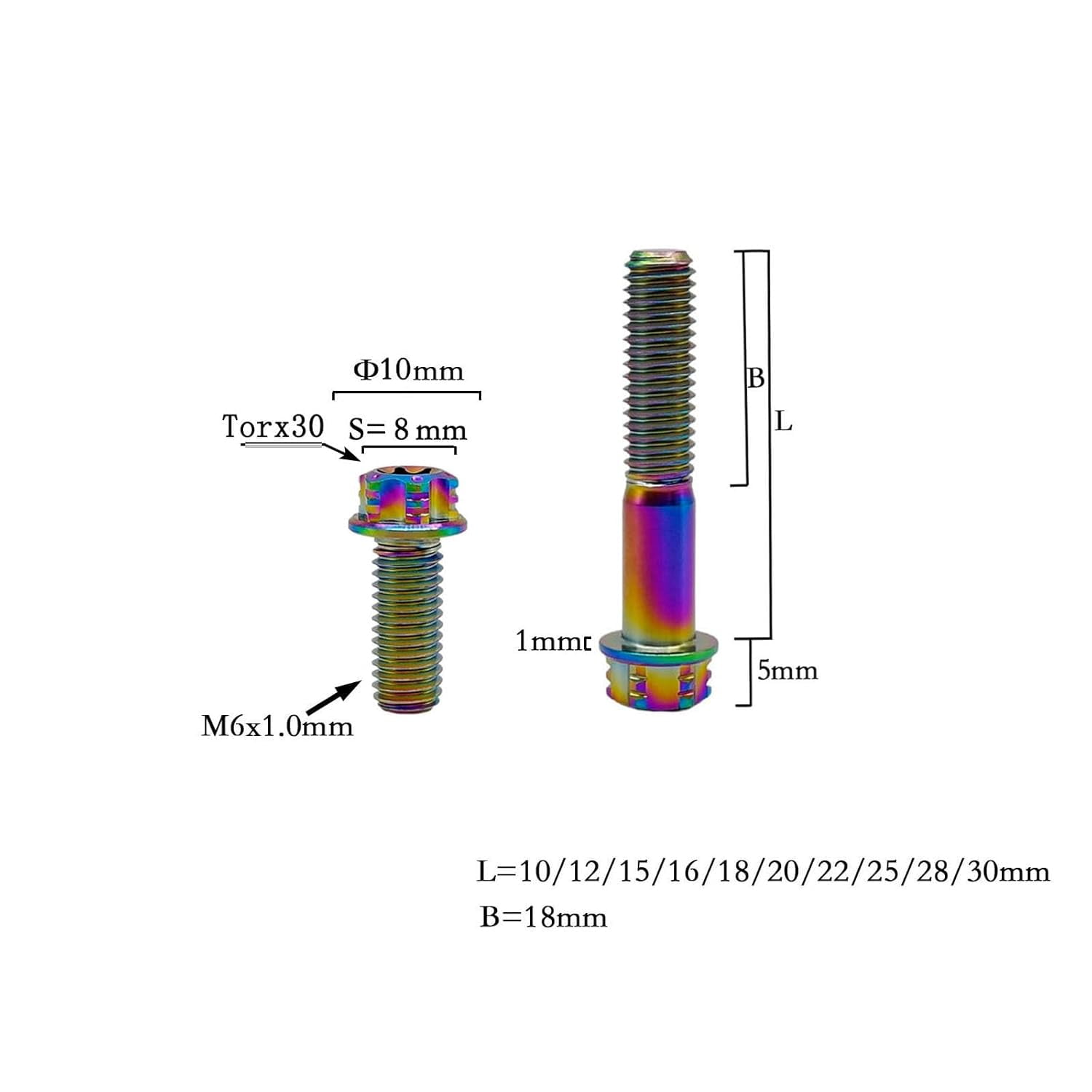 Myst Design RISON Bolts M6*1.0 * 30 Torx Bolts for Motorcycles Hex Dual ...