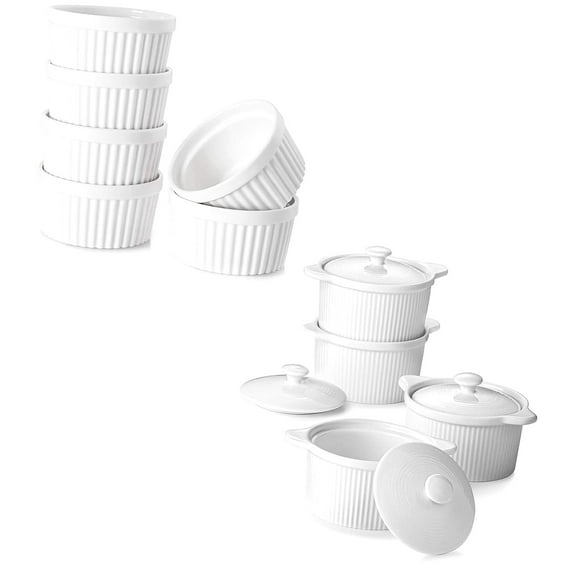 Myst Design Ramekins 7 oz with Oven Safe, Porcelain White Ramekins for ...