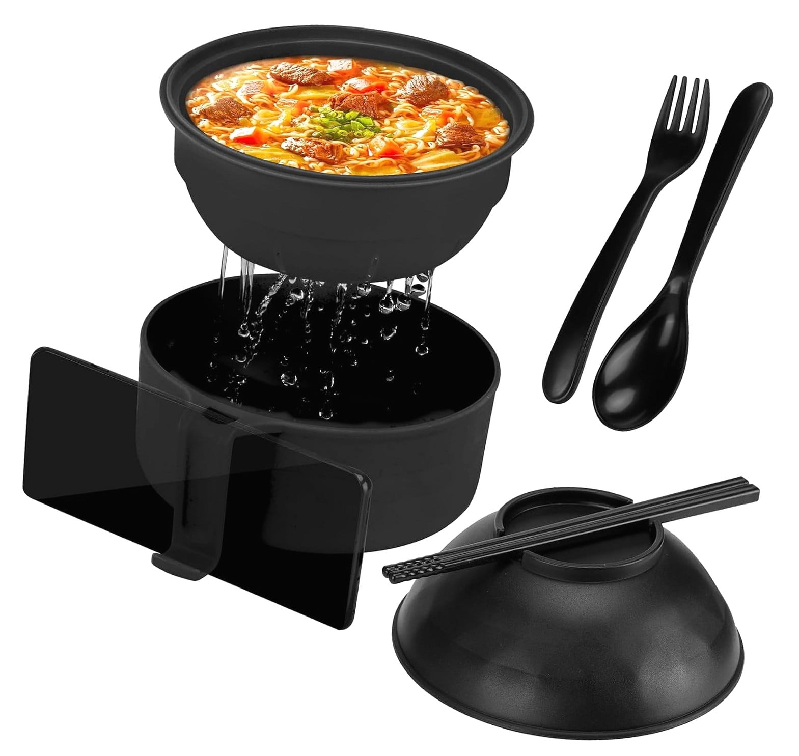 Myst Design Ramen Bowl Set, 33oz Wheat Fiber Noodle Bowl with Strainer ...