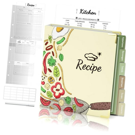Myst Design Recipe Binder 8.5x11, Recipe Book Binder with 50 Blank ...