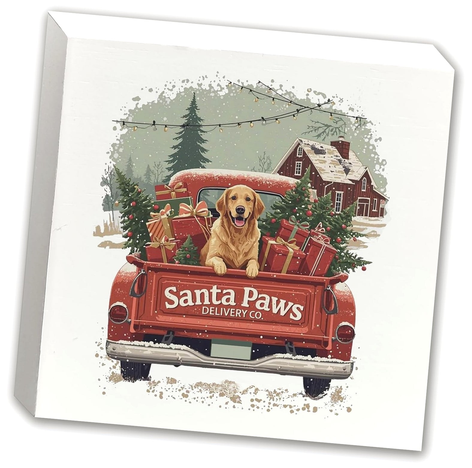 Myst Design Red Truck Christmas Wooden Box Sign, for Lovers, Farmhouse ...