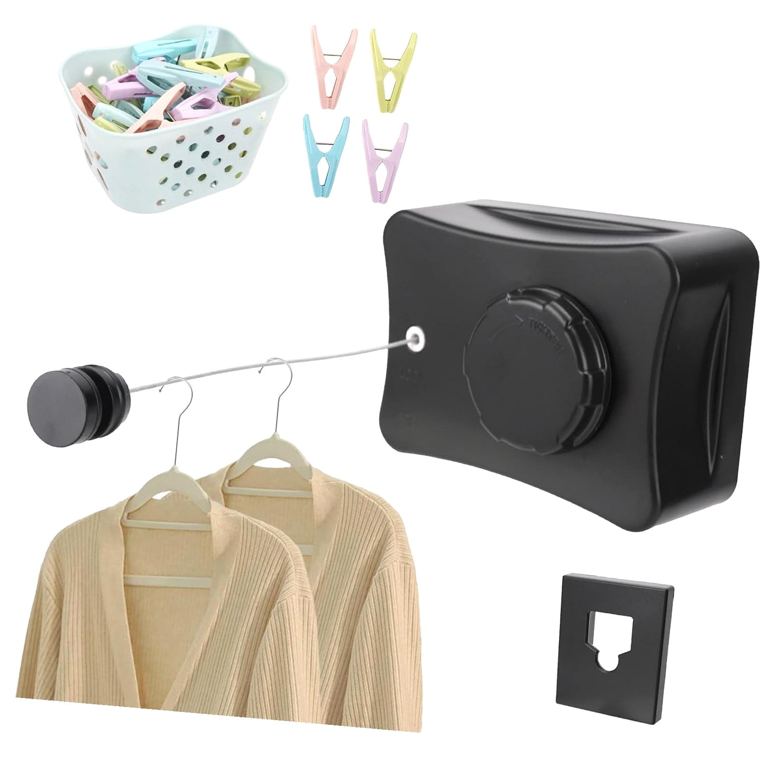 Myst Design Retractable Clothesline Indoor Clothes Drying Kit, 16.7Ft ...