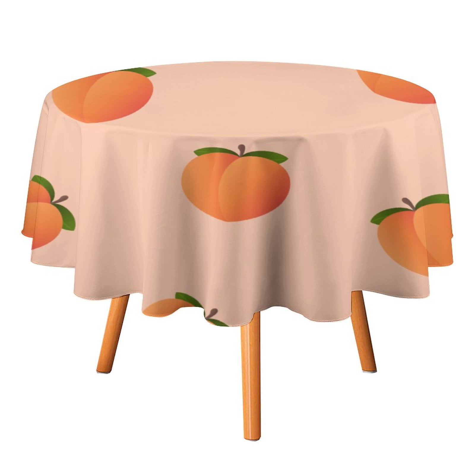 Myst Design Round Tablecloth, Emoji Peach Pattern Fruit Table Cloth ...