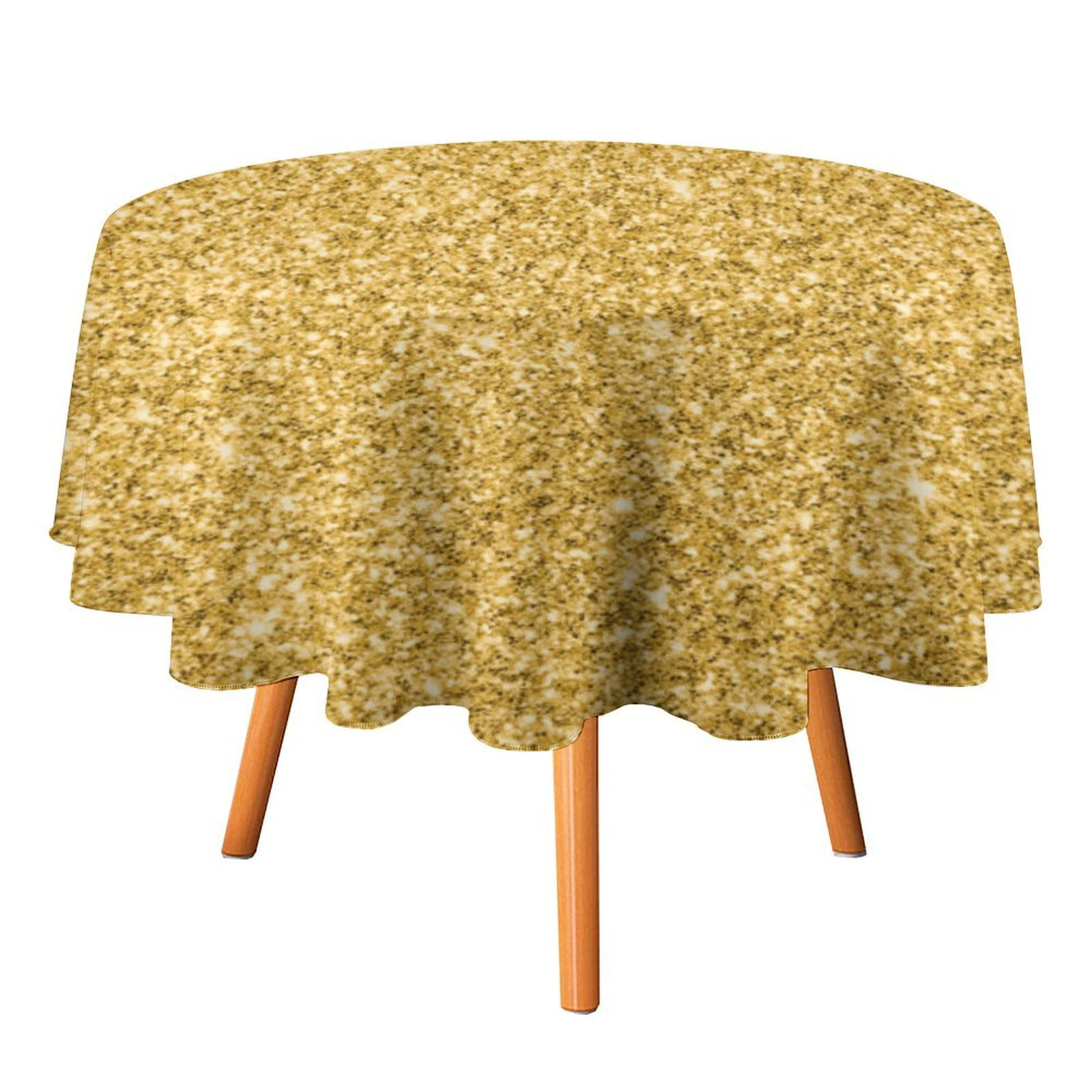 Myst Design Round Tablecloth, Gold Glitter Sparkling Shiny Table Cloth ...