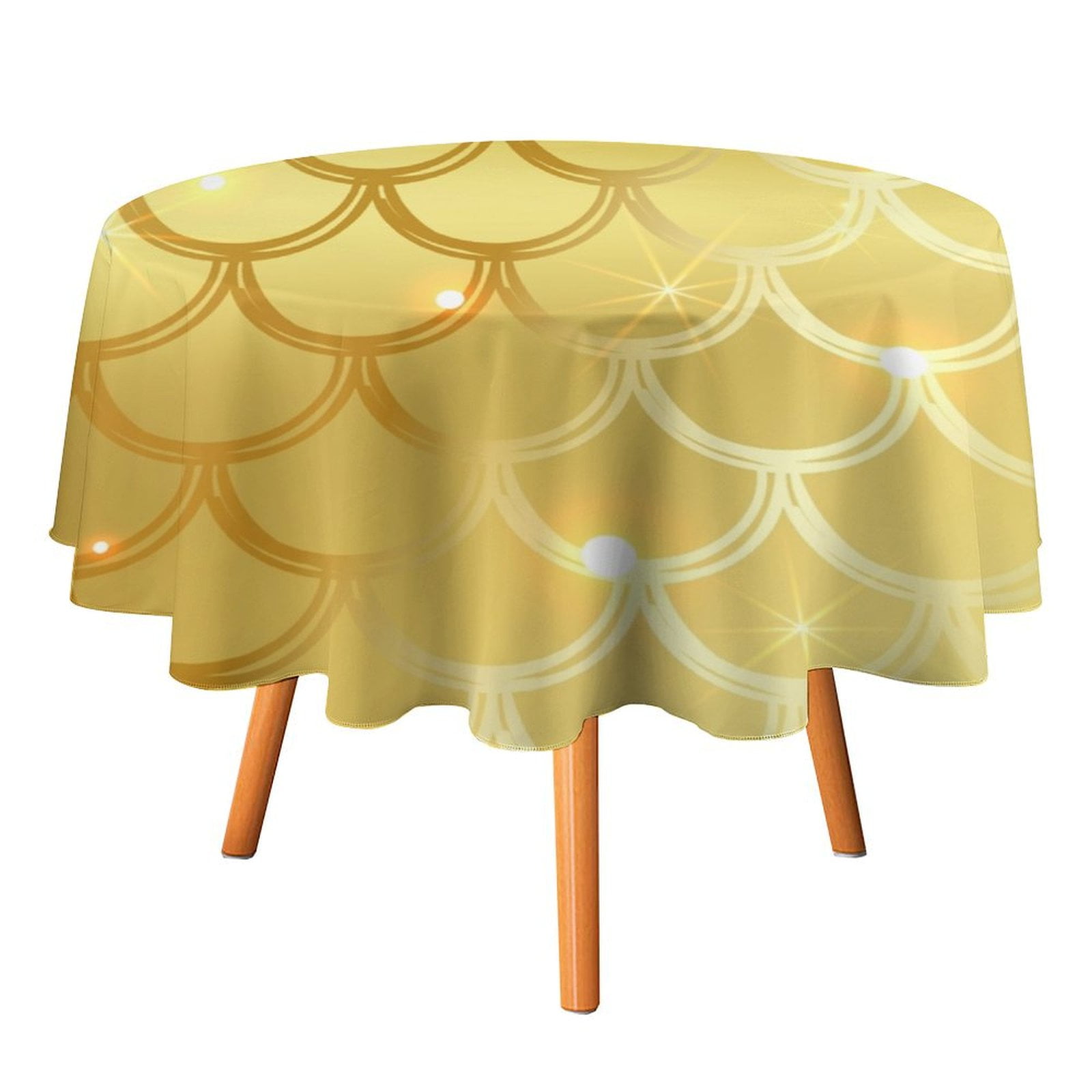 Myst Design Round Tablecloth, Gold Mermaid Made Bright Table Cloth ...