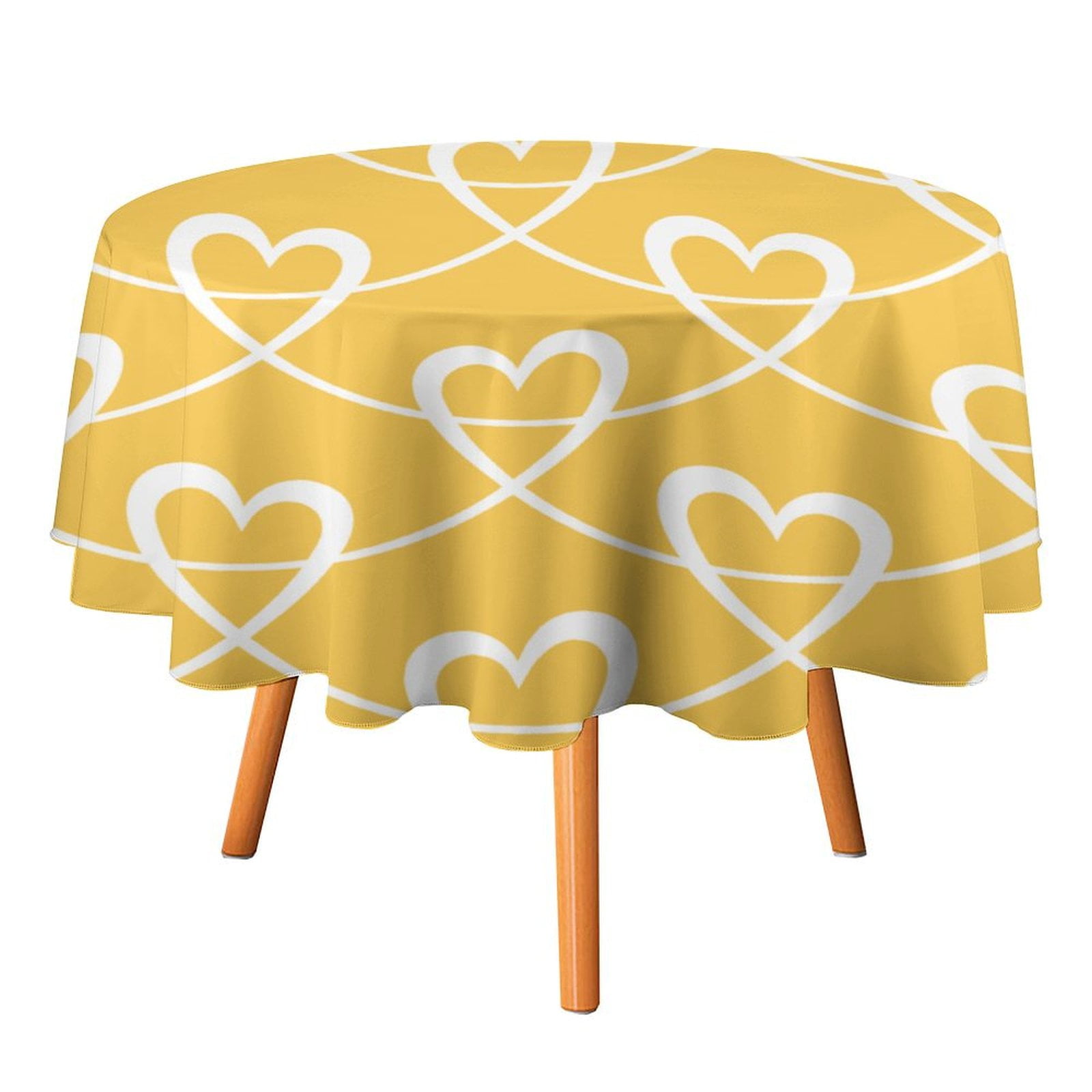 Myst Design Round Tablecloth, Pattern Stylized Hearts Table Cloth ...