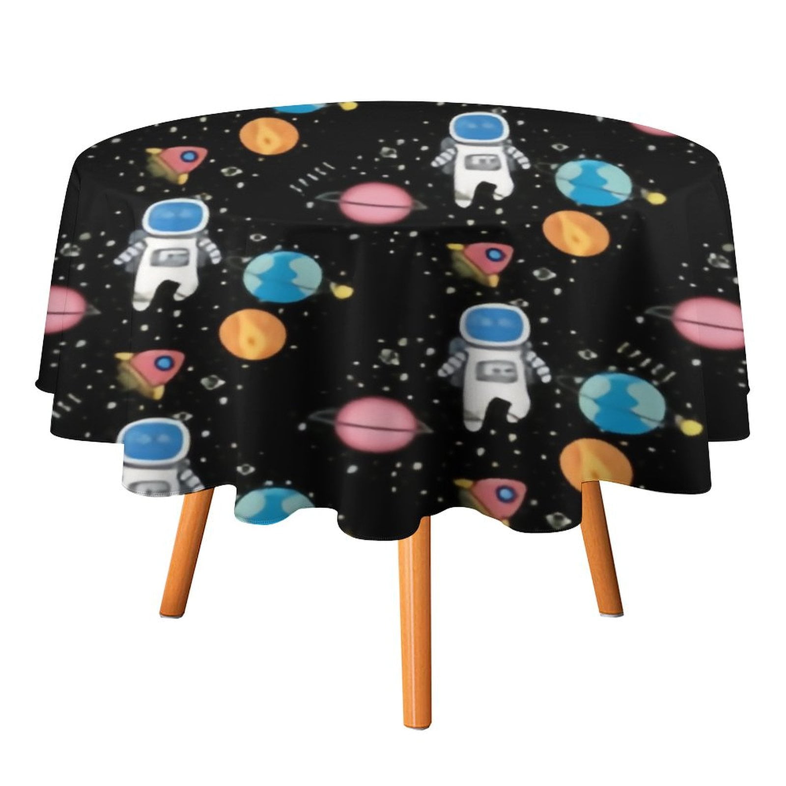 Myst Design Round Tablecloth, Space Stars Pattern Table Cloth Polyester ...