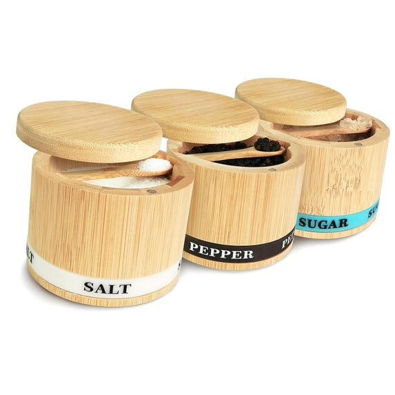 Myst Design Salt Box 3-Piece Spice Cellar with Lid and Spoons Small ...