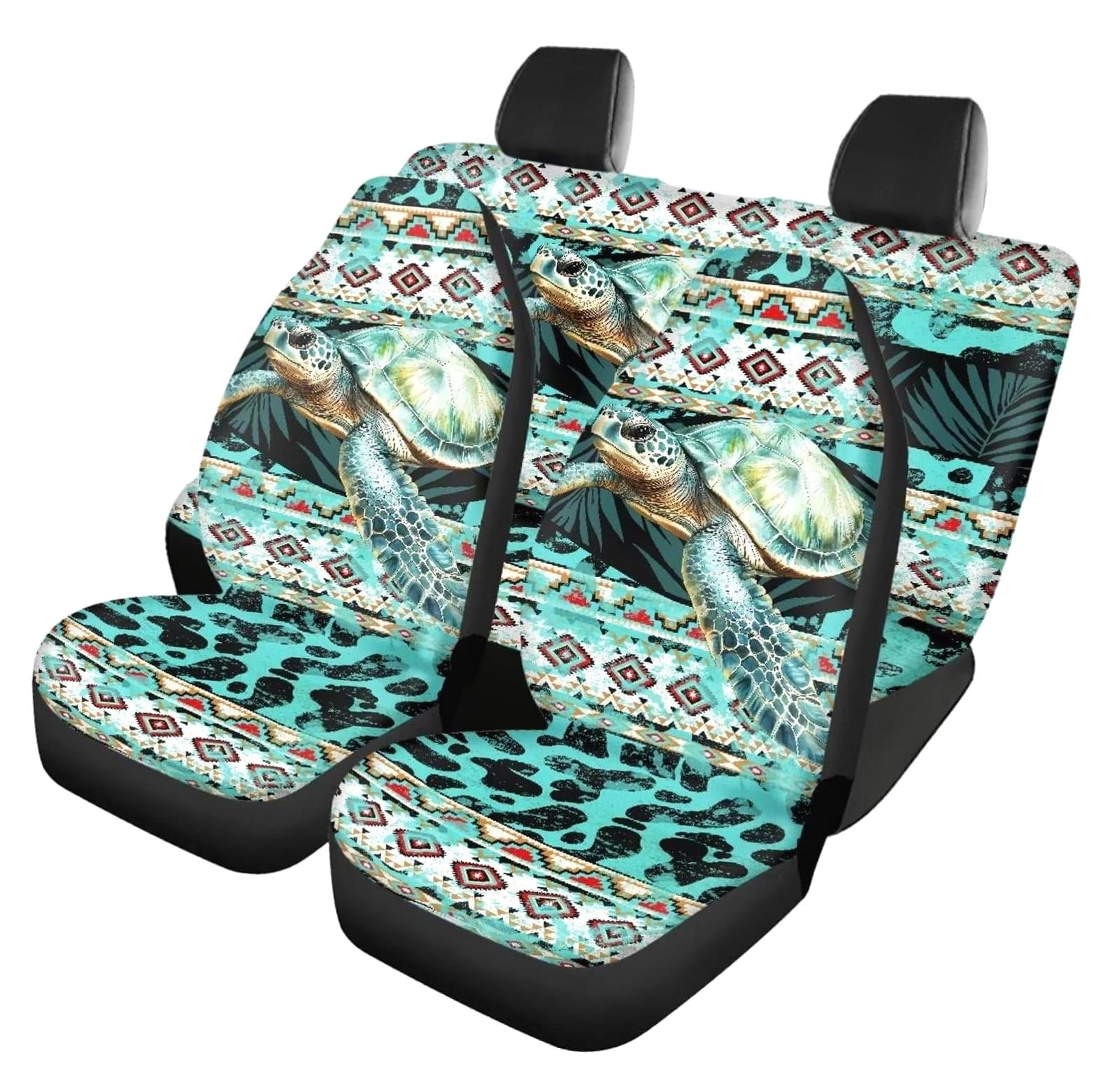 Myst Design Sea Turtle Print 4-Piece Car Seat Cover Set, Boho Floral ...