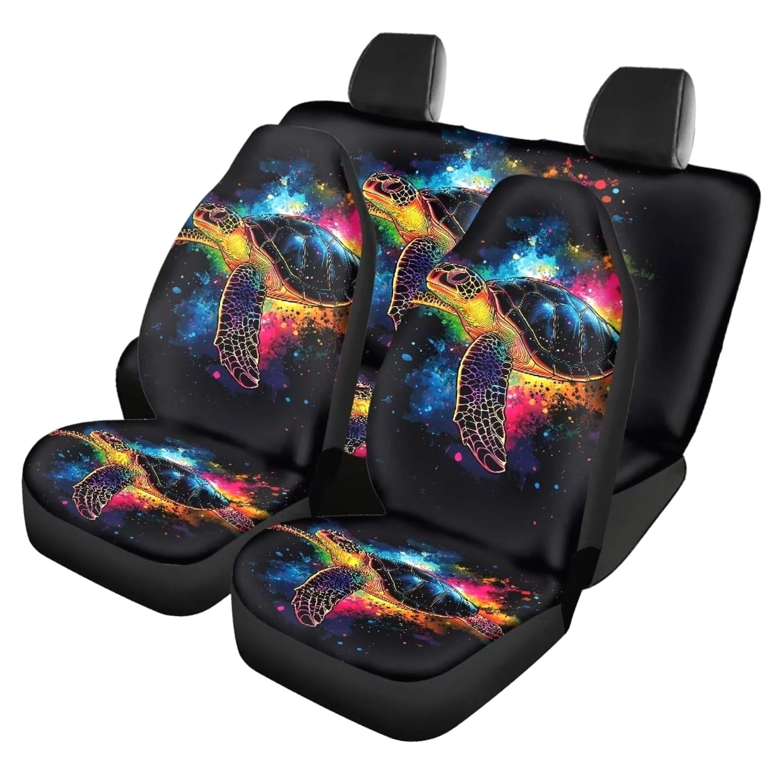 Myst Design Sea Turtle Print 4-Piece Car Seat Cover Set, Boho Floral ...