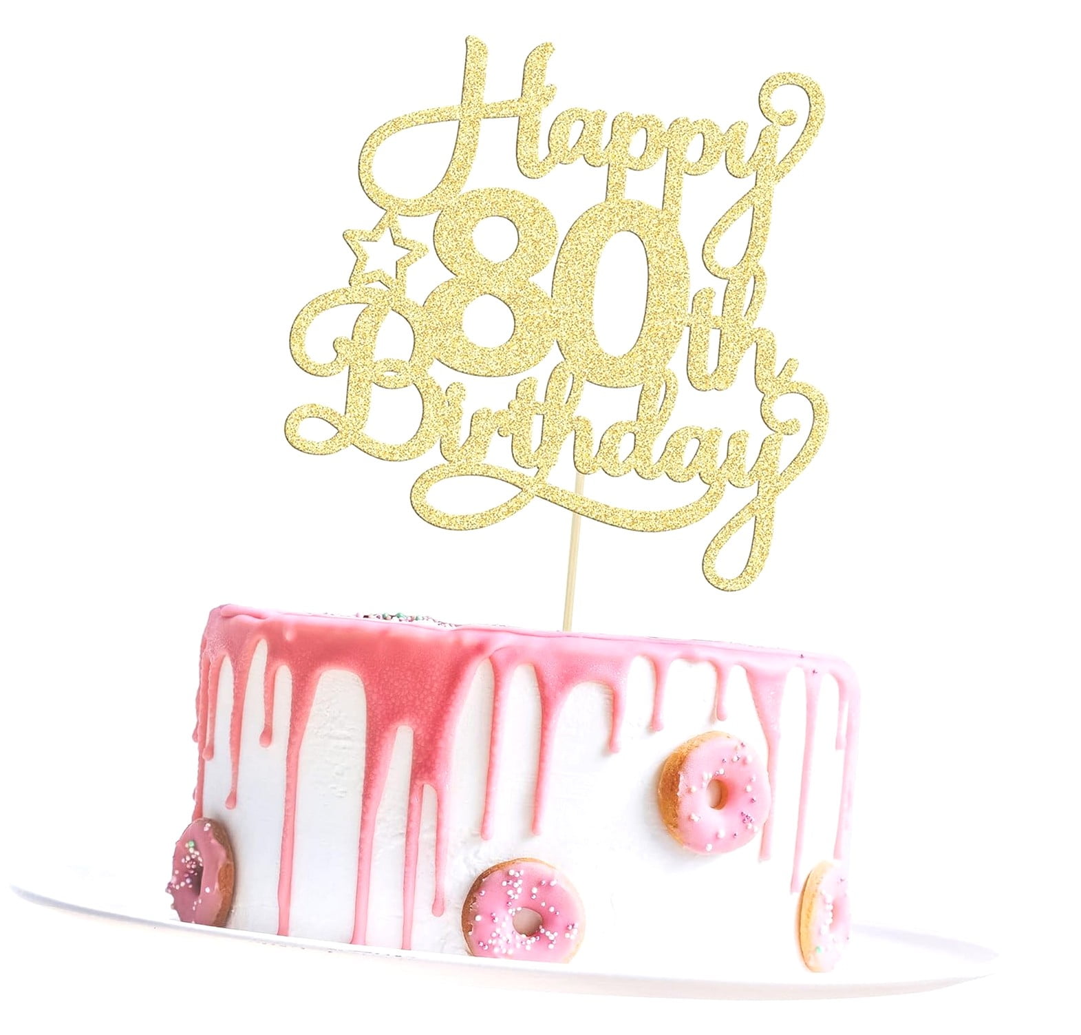 Myst Design Single Pack Cheerful 80th Birthday Cake Topper Sparkling 80 ...