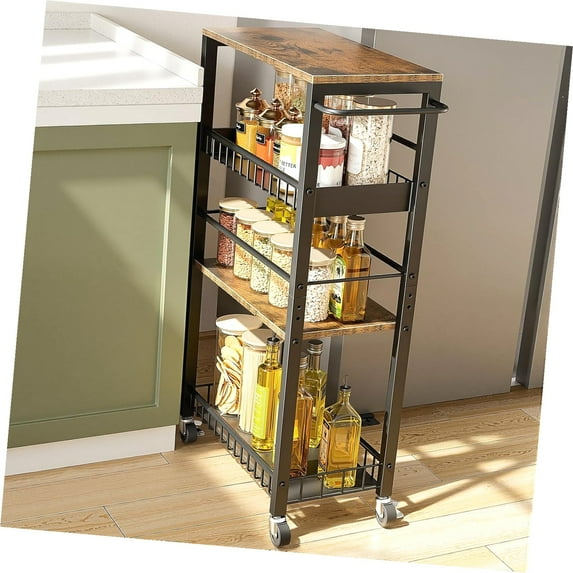 Myst Design Slim Storage Rolling Cart, 4 Tier Narrow Cart with Wheels ...