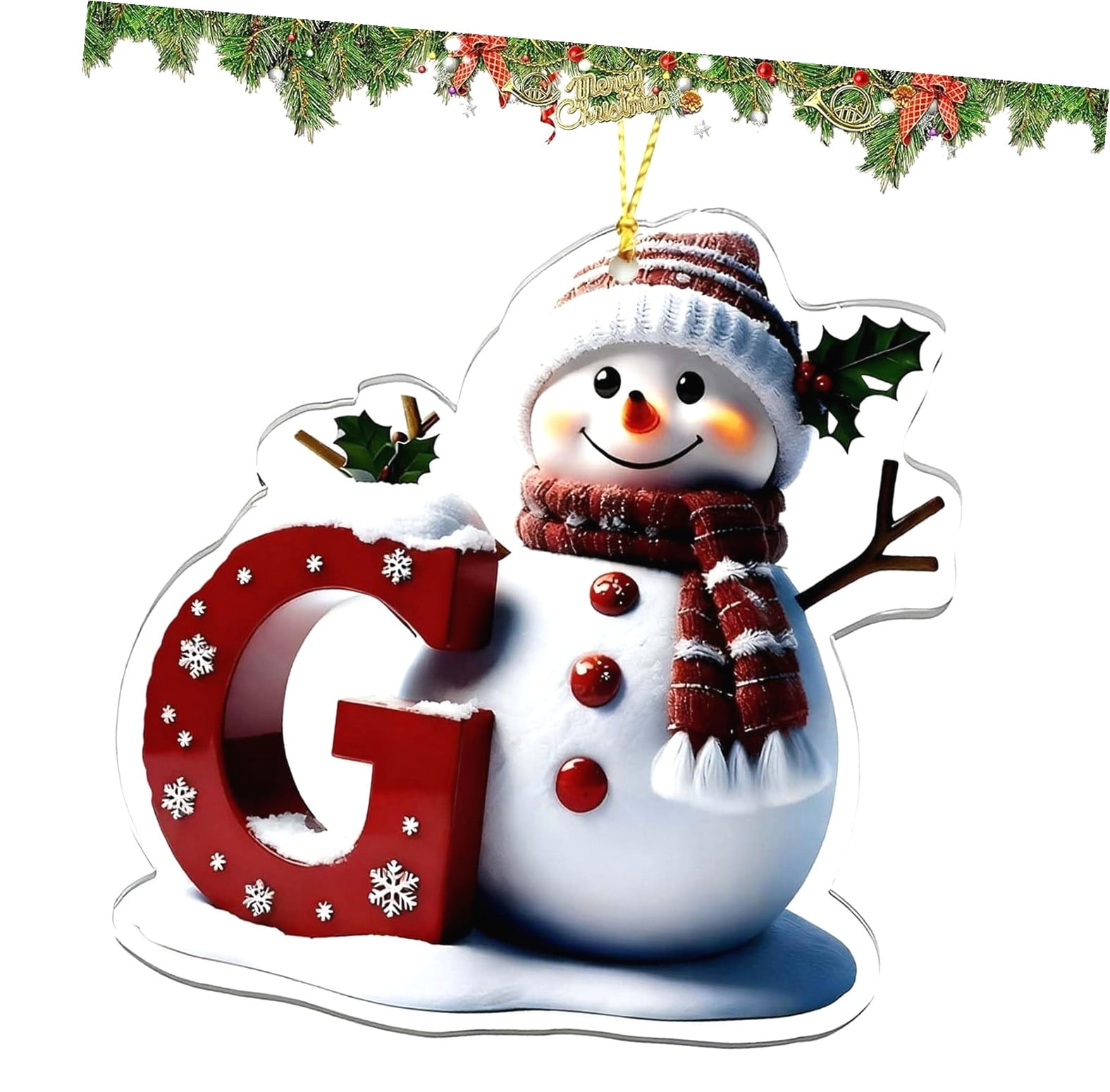 Myst Design Snowman Letter Ornaments for Christmas Tree Decoration ...