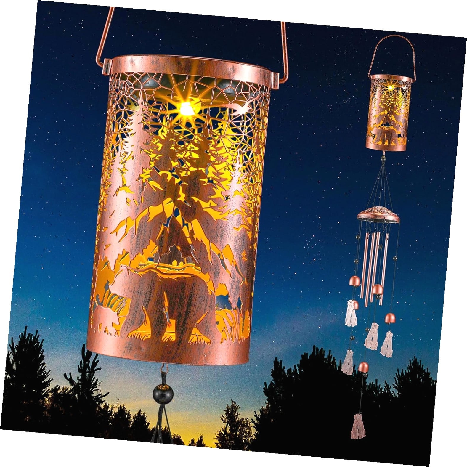 Myst Design Solar Metal Windchimes, Solar Light for and Indoor Use ...