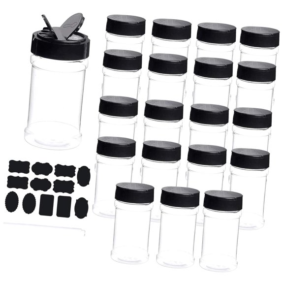 Myst Design Spice Bottles, 20-Piece 7oz Clear Plastic Container Jars ...
