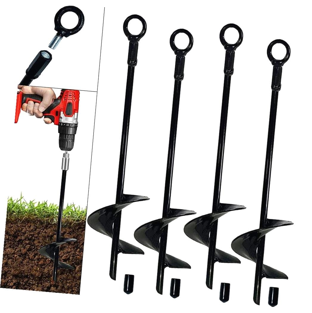 Myst Design Spiral Earth Anchors, 18 Inch, 4 Pack, Metal Ground Stakes ...