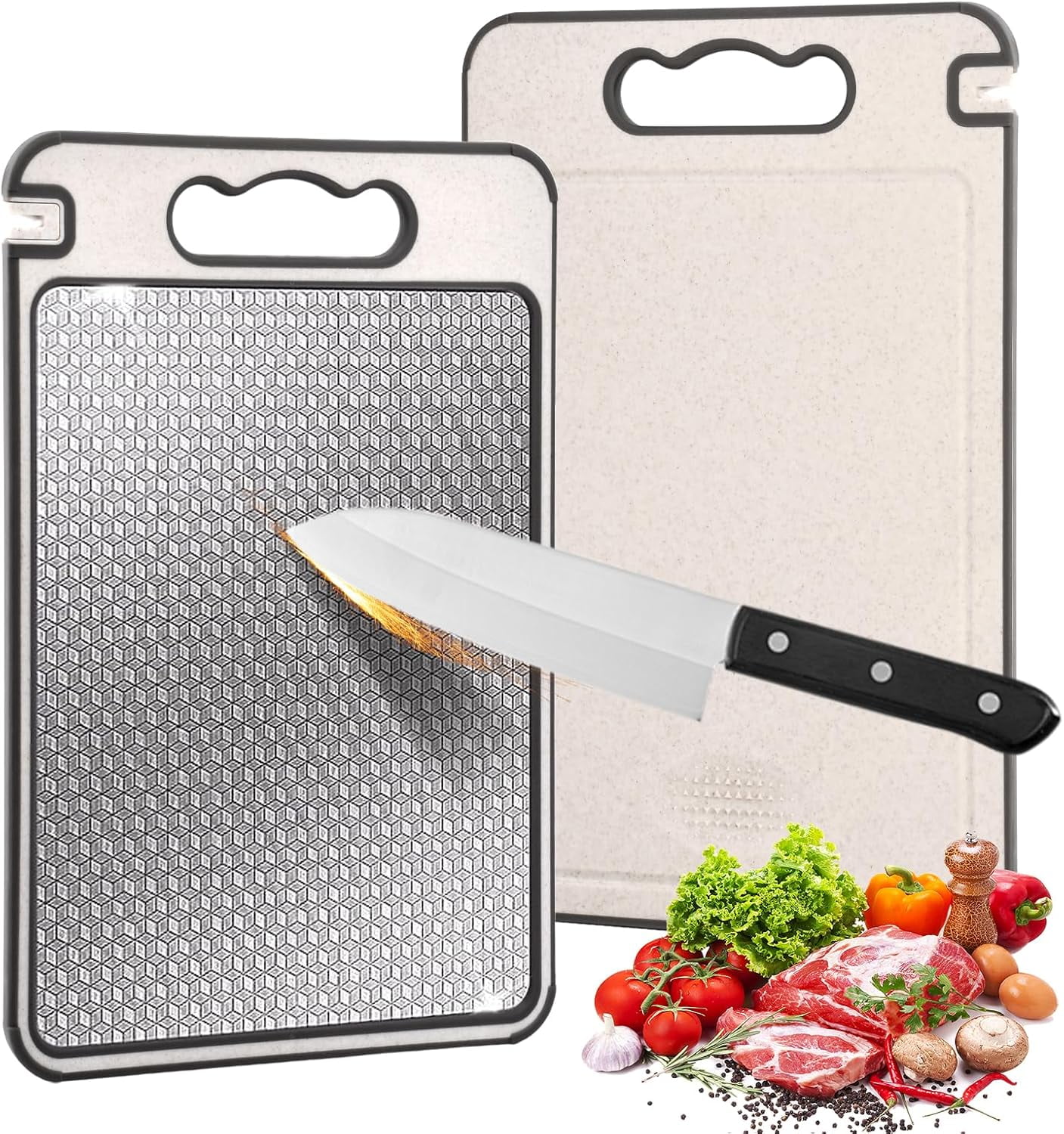 Myst Design Stainless Steel Cutting Boards for Kitchen, Double-sided ...