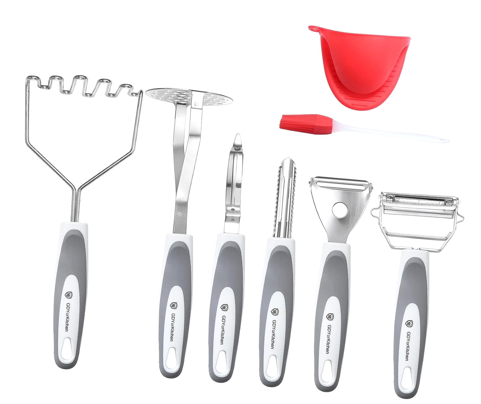 Myst Design Steel Potato Masher Peeler Set (6-Piece Set) Includes ...