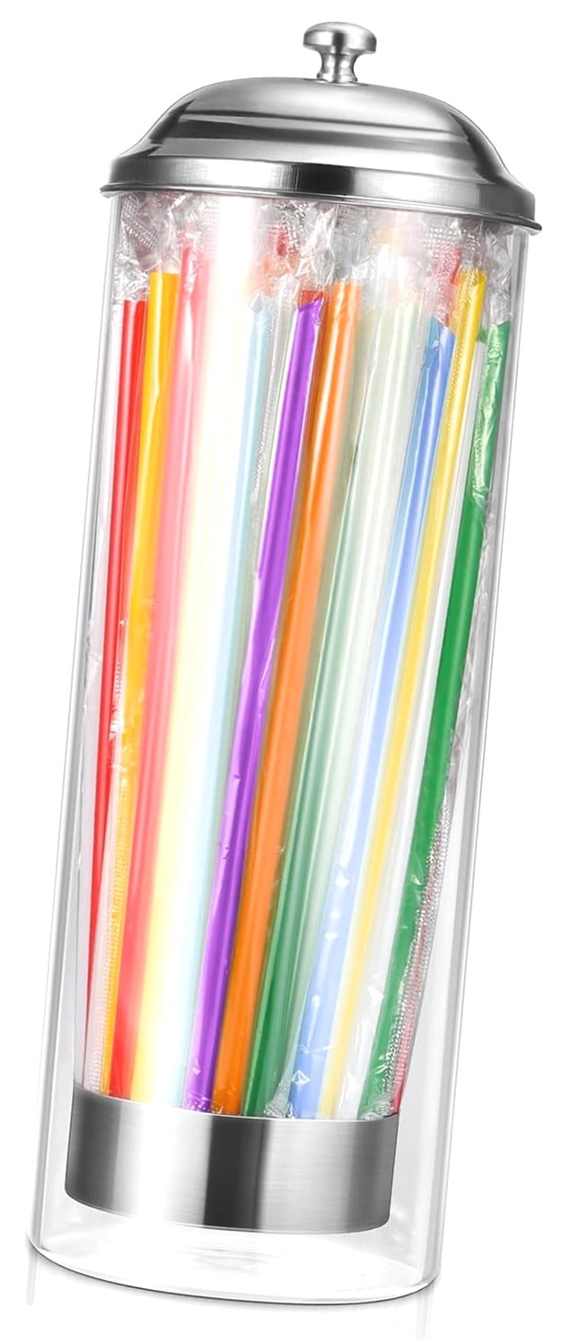 Myst Design Straw Holder Drinking Straw Dispenser with 200 Straws and ...