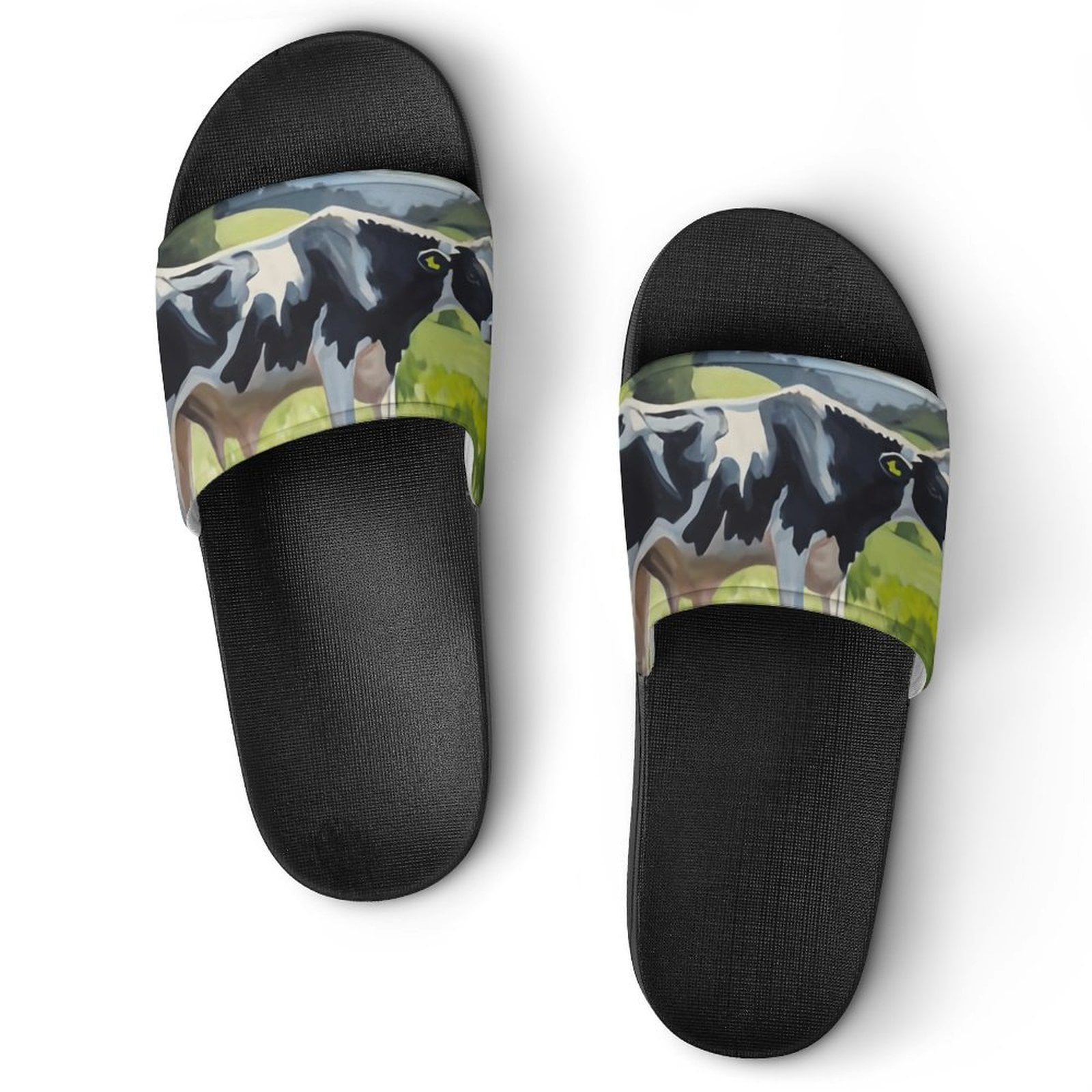 Myst Design Stylish Black Slides for Men Women, Serene Scenes Black ...
