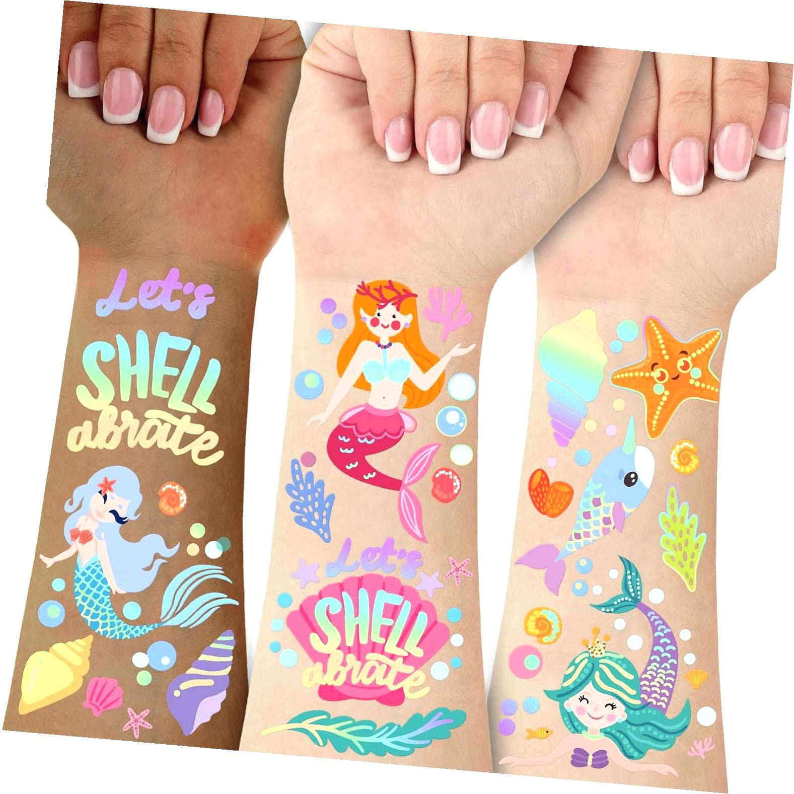 Myst Design Temporary Tattoo for Under the Sea-76 Glitter Style Cute Fake Tattoo Dolphin Ocean ...