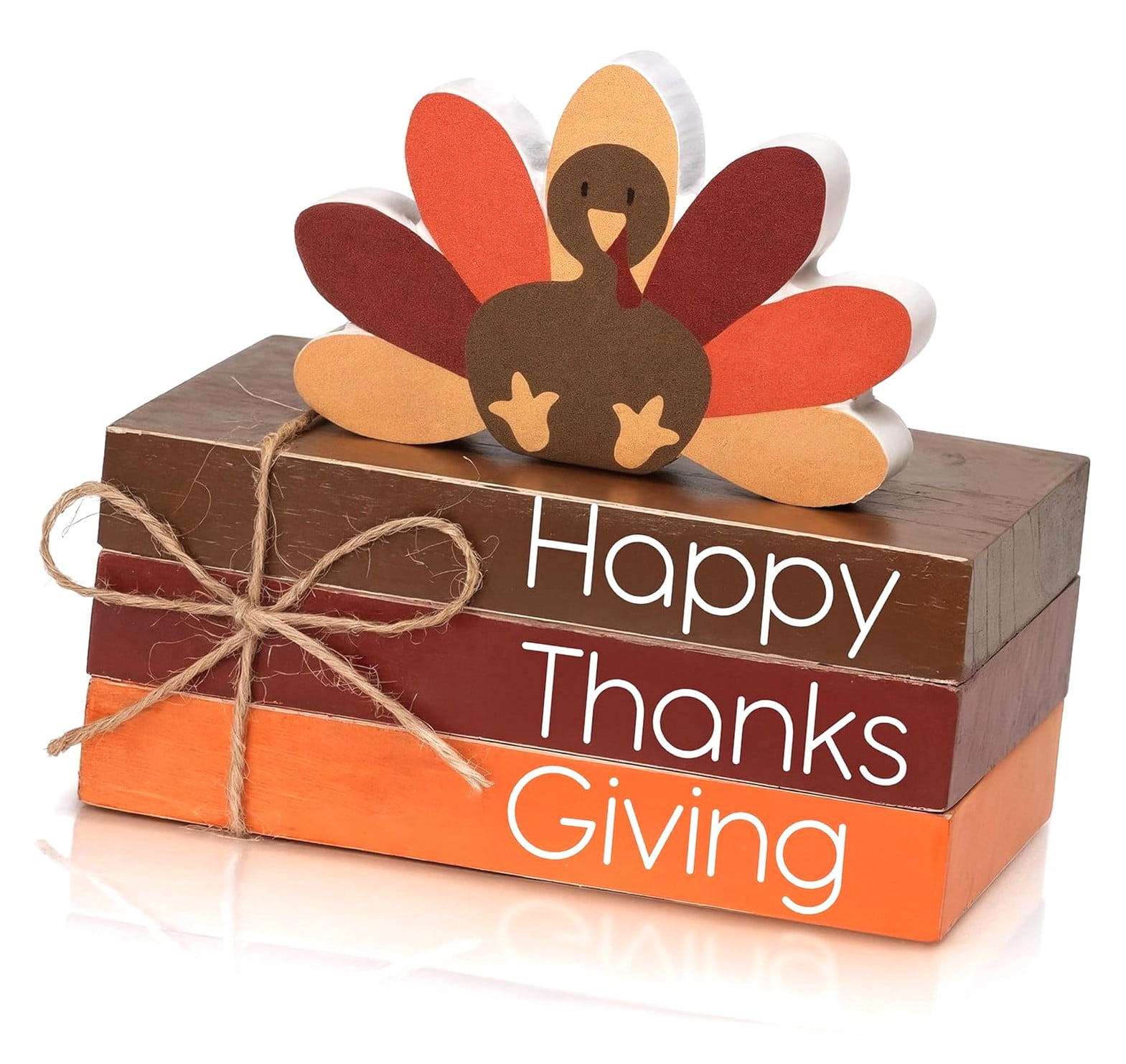 Myst Design Thanksgiving Wood Book Stack with Turkey – Fall Book Stack ...