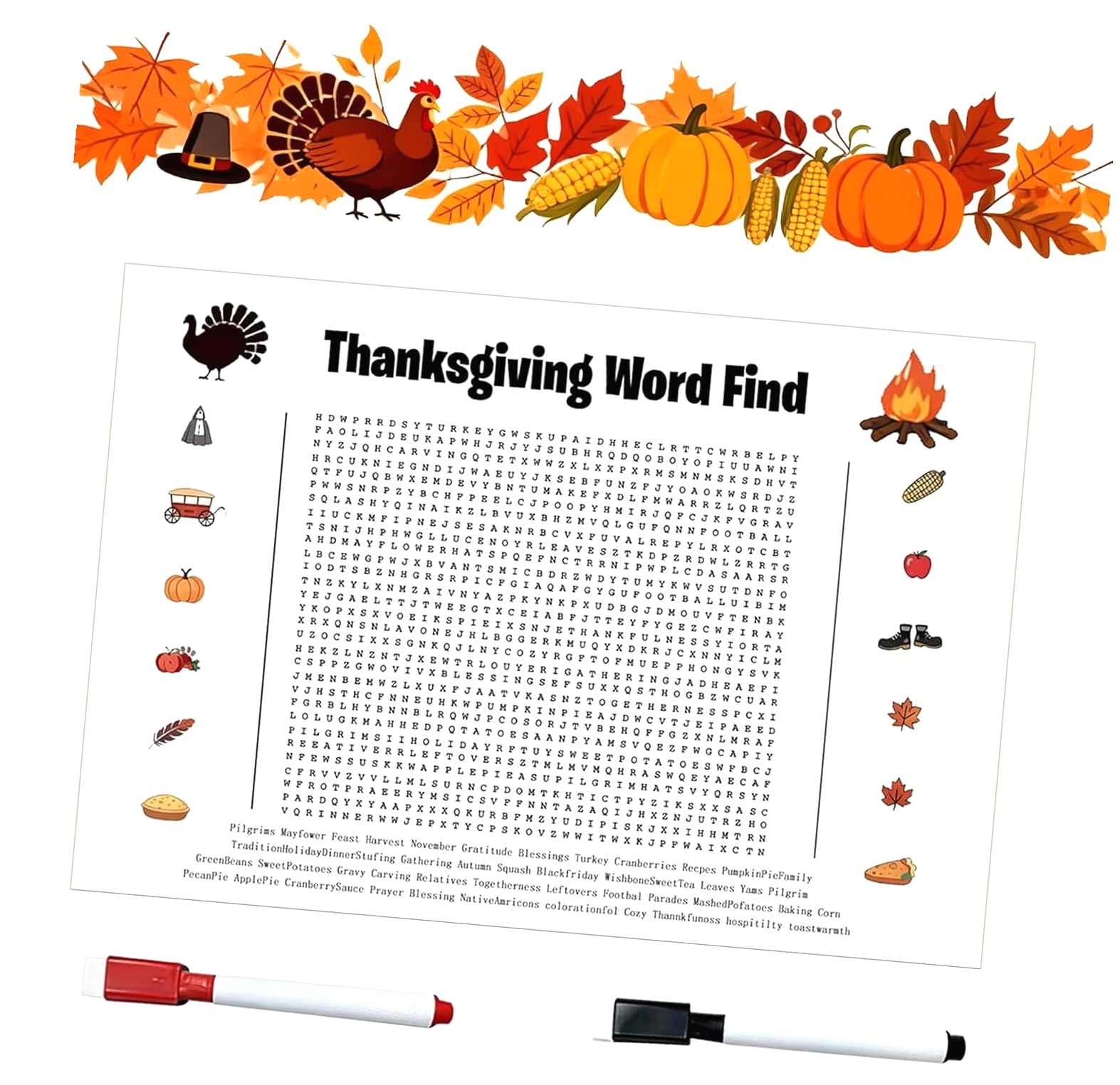 Myst Design Thanksgiving Word Search Poster 36"x24" Wall with 50 Words ...