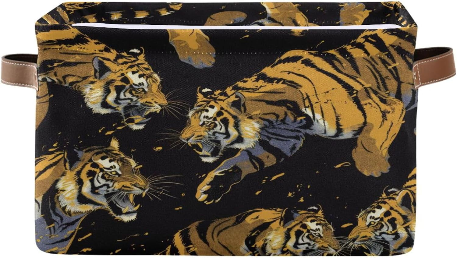 Myst Design Tigers Pattern Shelf Storage Baskets, Foldable Fabric ...