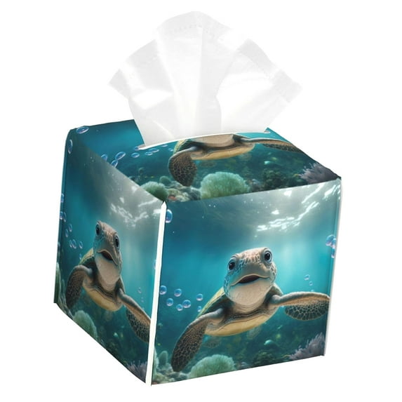 Myst Design Tissue Box Cover Square, Turtle Tissue Box Holder Facial ...