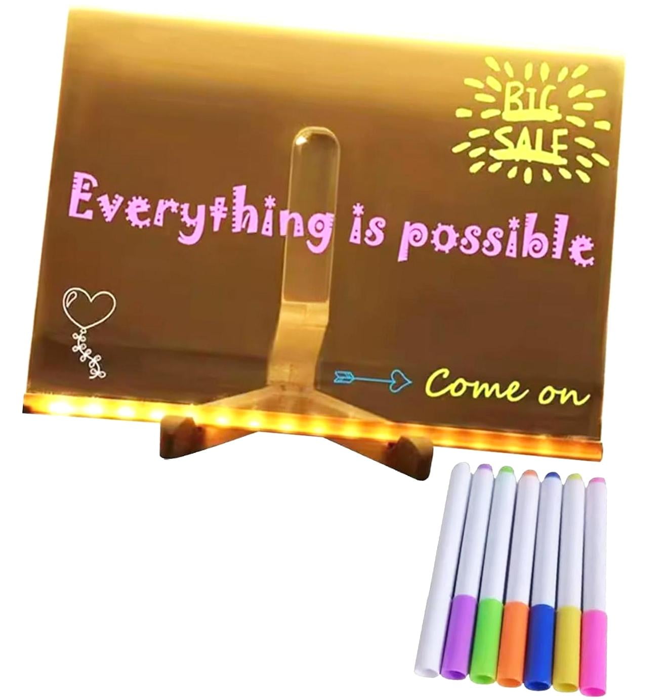 Myst Design Upgraded Acrylic Board 11.8" x 7.9" - Message Board with 7 ...