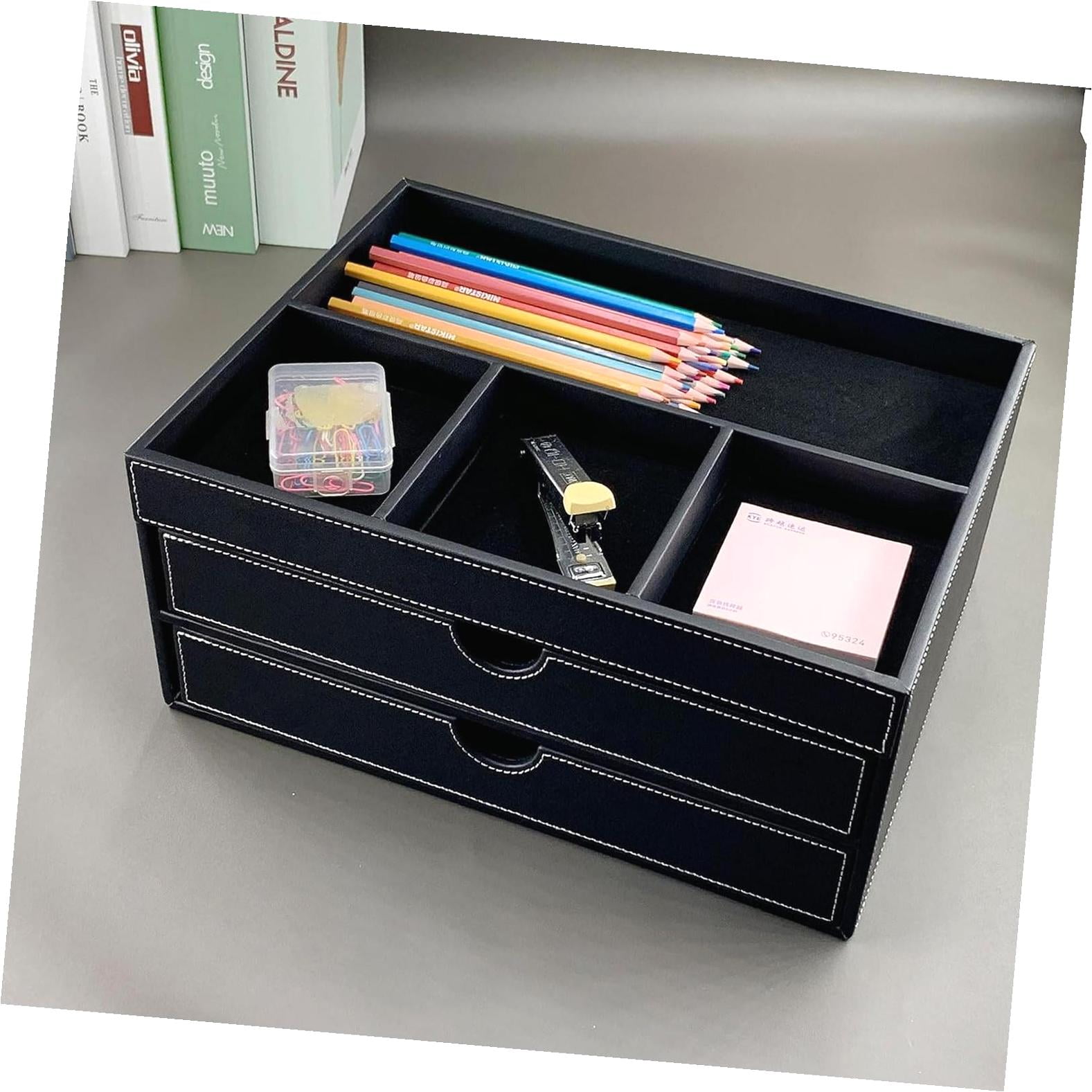 Myst Design Versatile and Office Desktop Storage Unit, Leather-Clad ...