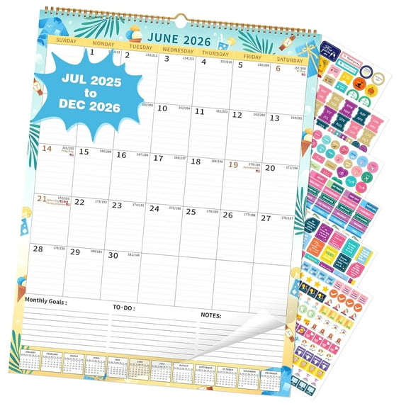 Myst Design Wall Calendar 2025-2026 Large with Spiral , 18 Month Big ...