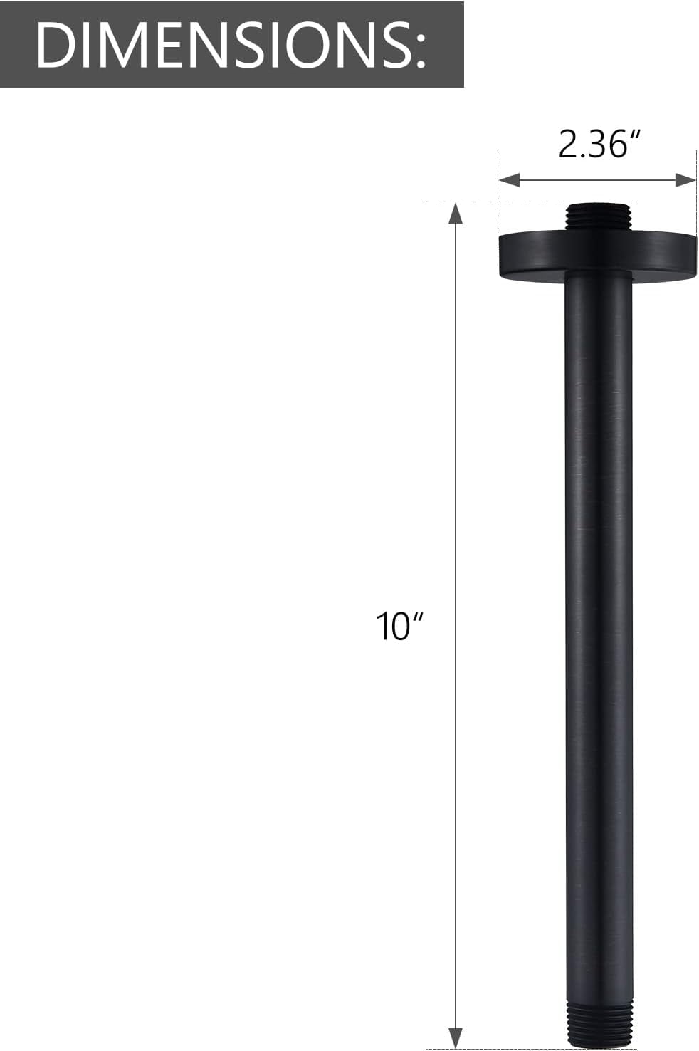 Myst Design Wall Mounted Extension Shower Arm (Includes Flange) with ...