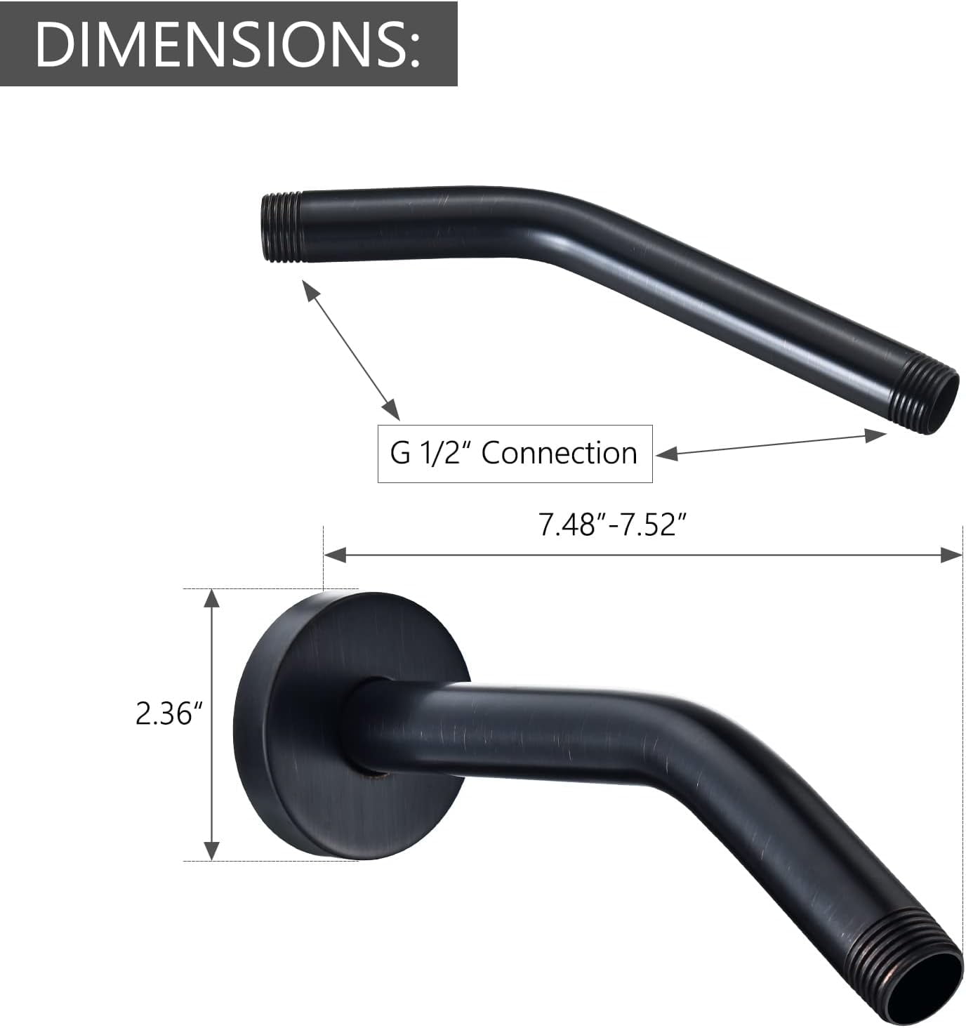 Myst Design Wall Mounted Extension Shower Arm (Includes Flange) with ...