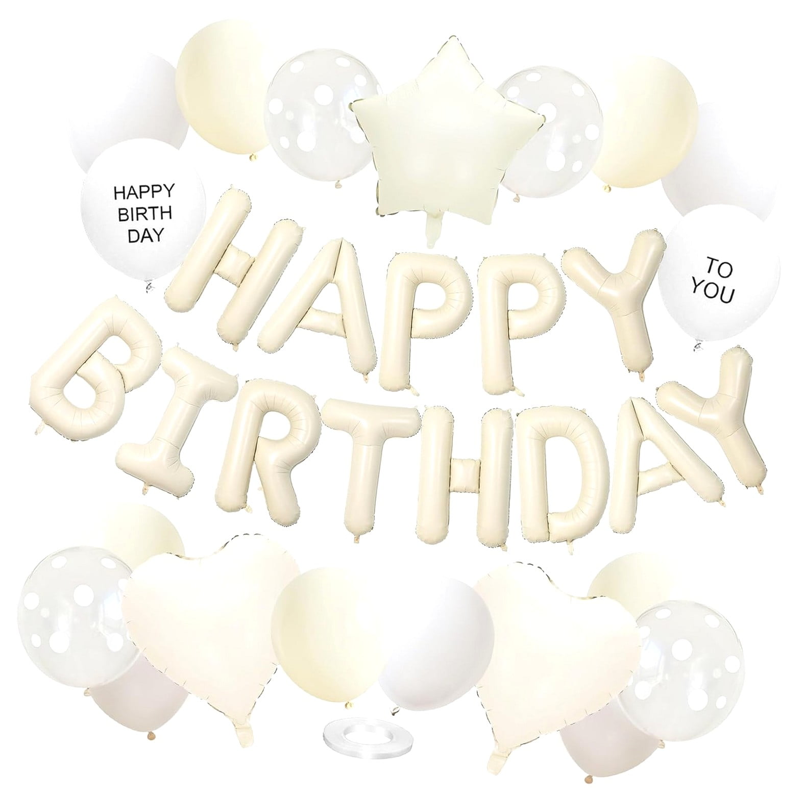 Myst Design White Birthday Decorations ite Sand Banner Heart Star Foil ...