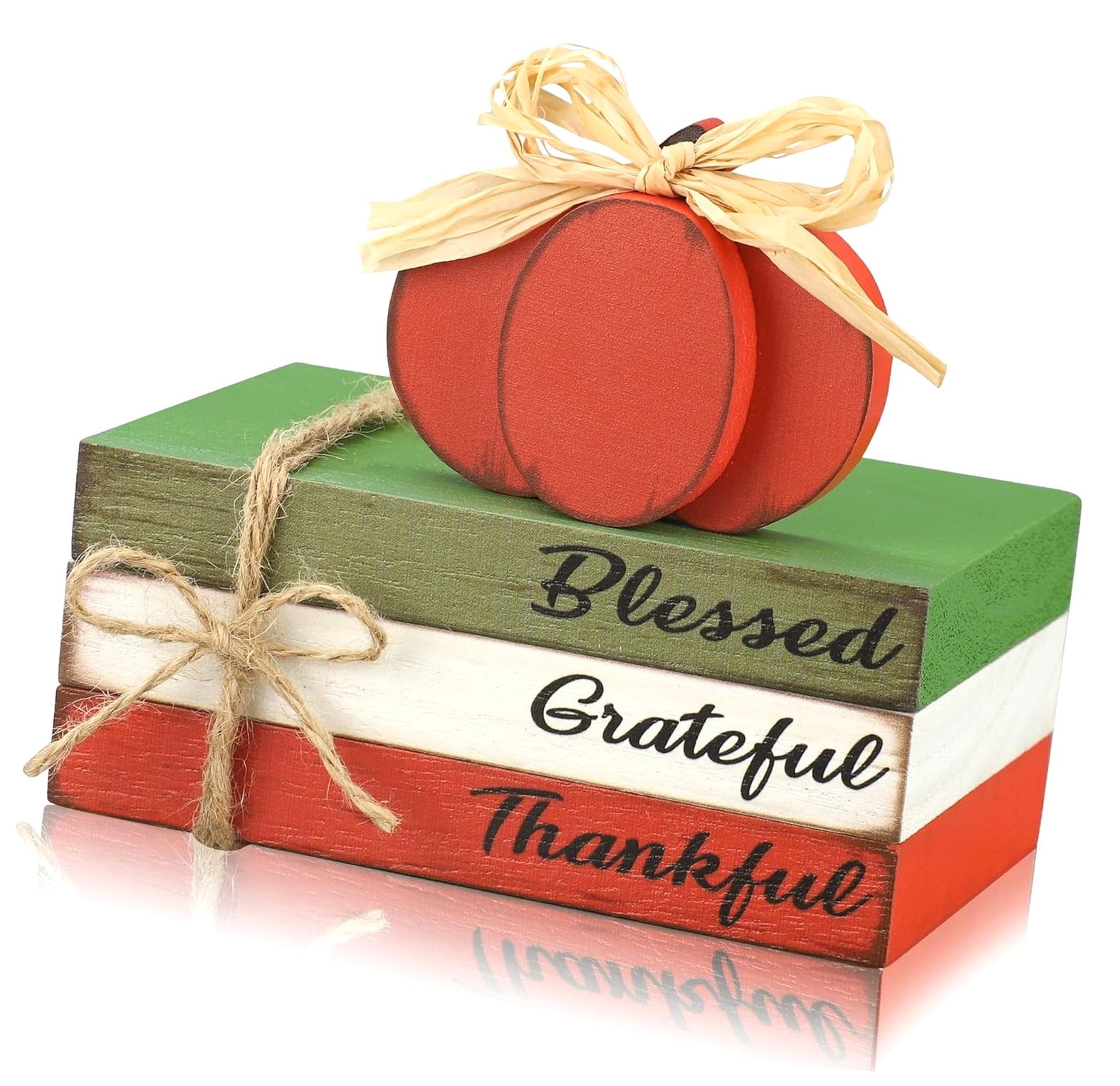 Myst Design Wood Book Stack Thanksgiving Wooden Tiered Tray Decor Faux ...