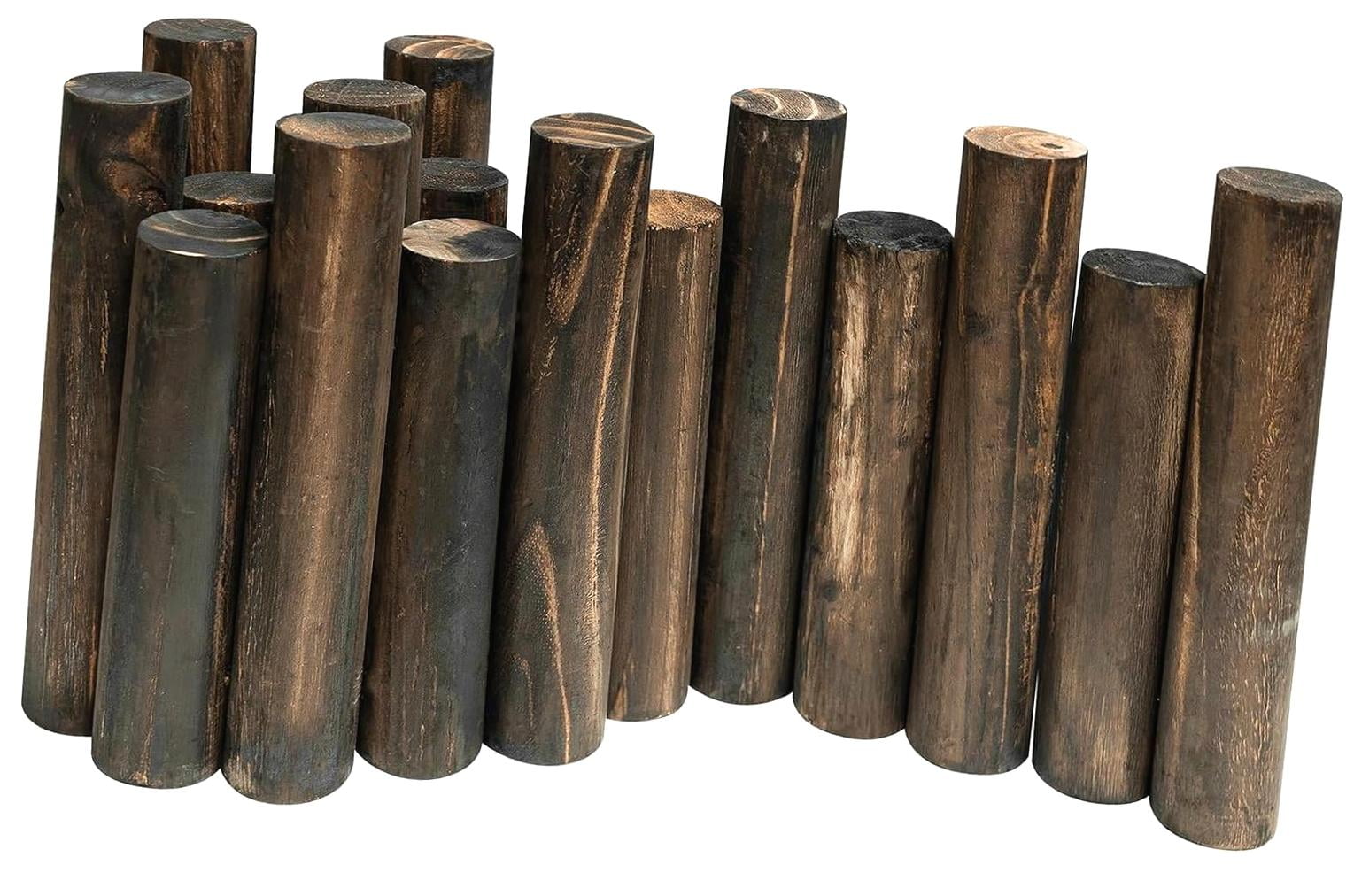 Myst Design Wood Garden Fence, Natural Wooden Solid Log Edging Border ...