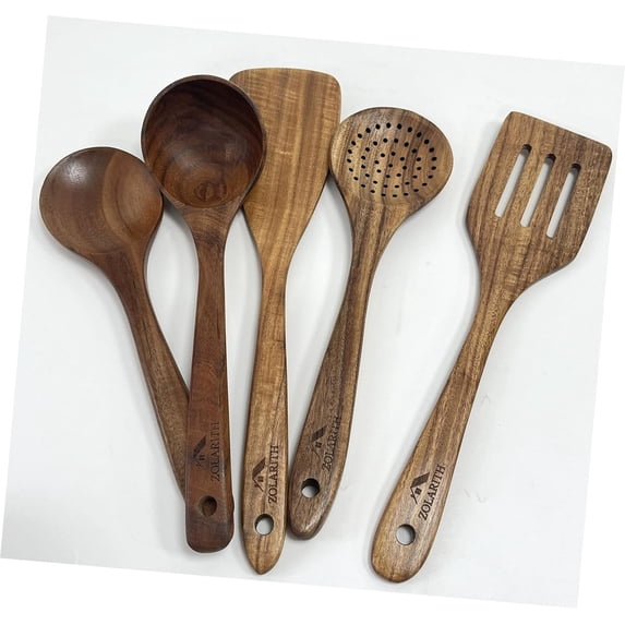 Myst Design Wood Kitchen Utensils Set – 6 Piece Wooden Spoons Spatulas ...