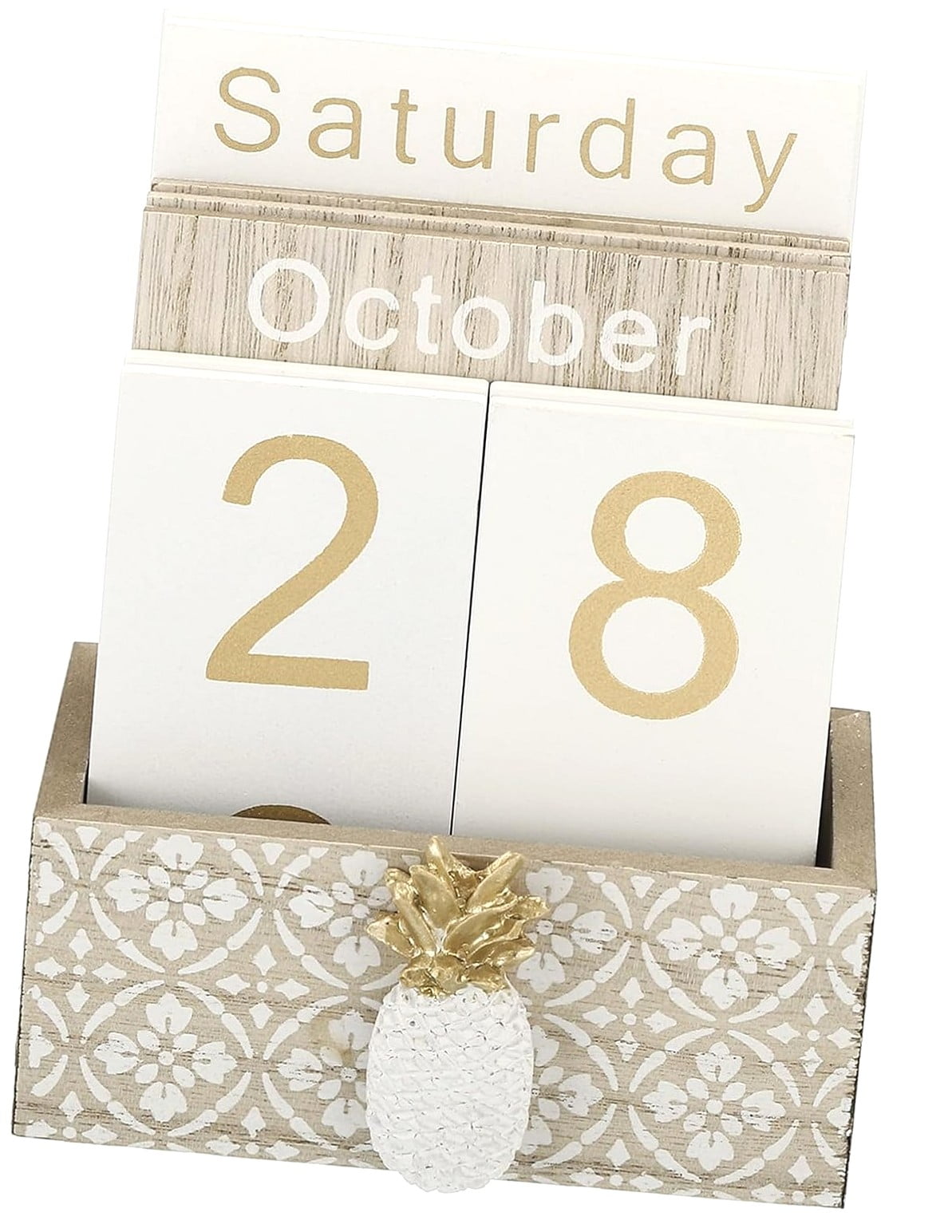 Myst Design Wood Perpetual Calendar, Wooden Month Week Date Display for ...