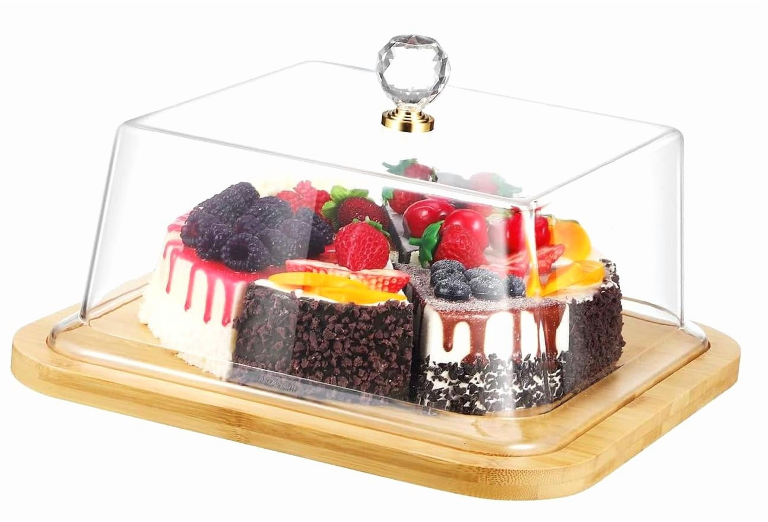 Myst Design Wooden Cake Stand with Cover, Square Dessert Serving Tray ...
