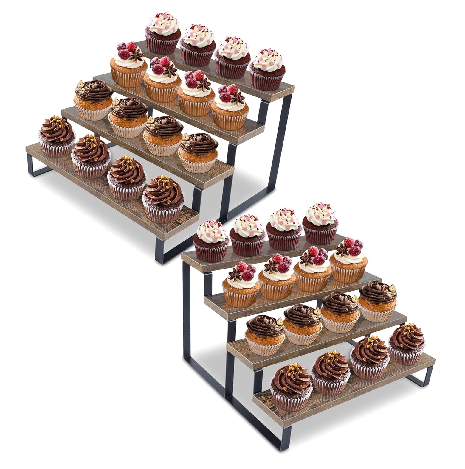 Myst Design Wooden Cupcake Stand, 4 Tier Cupcakes Stands, Stepped ...